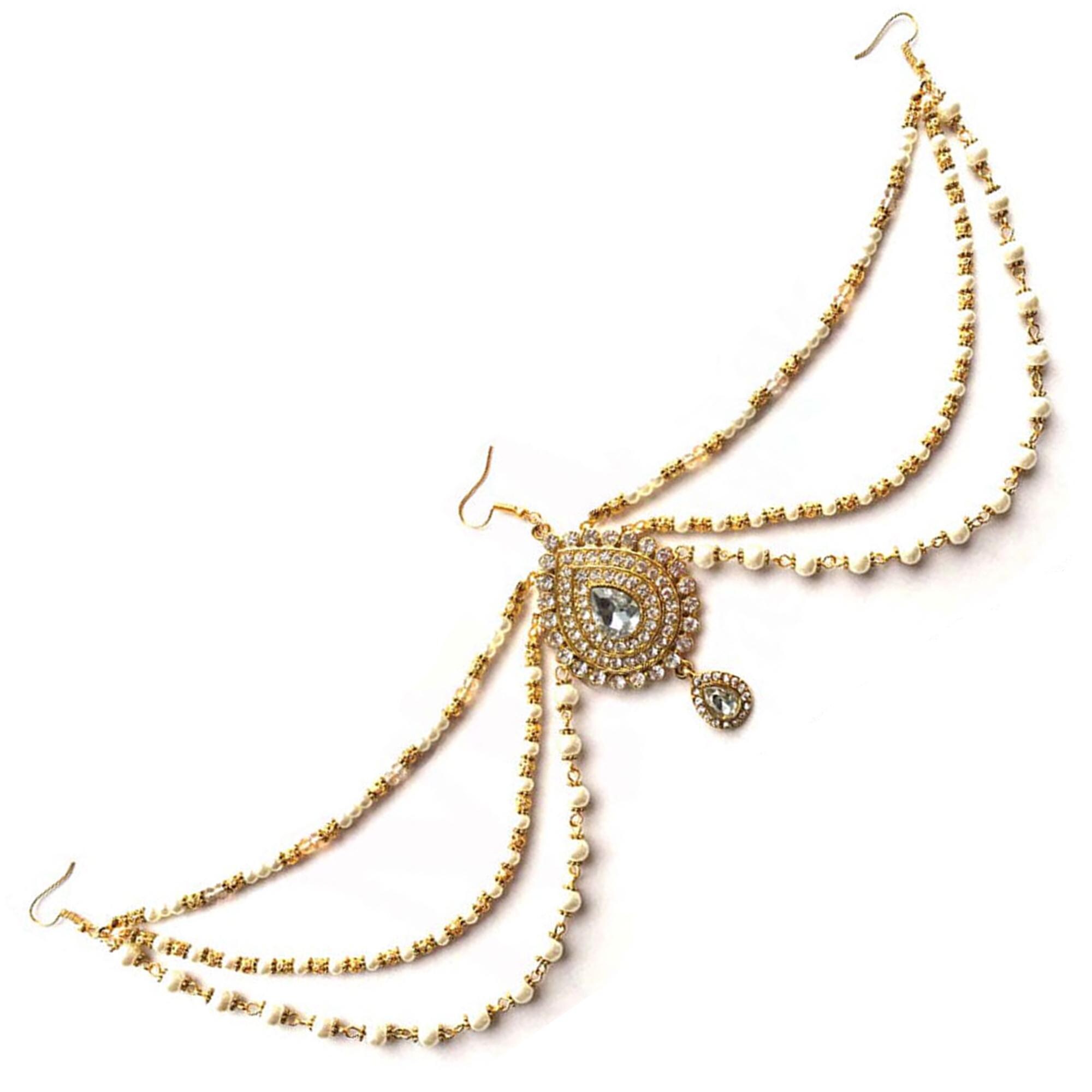 Indian Matha Patti, Gold and Pearl Hair Jewelry, Arabic Bridal Head ...