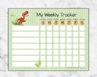 Dinosaur Chart, Weekly Chore Tracker, Reward Chart, Instant Printable ...