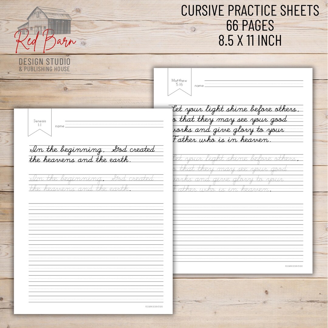 Cursive Practice Sheets, Bible Verse, 8.5 X11 Inch, Teaching ...