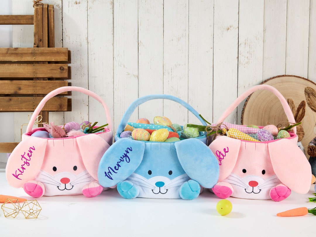 Personalized Easter Basket, Custom Monogram Plush Easter Basket, Baby ...