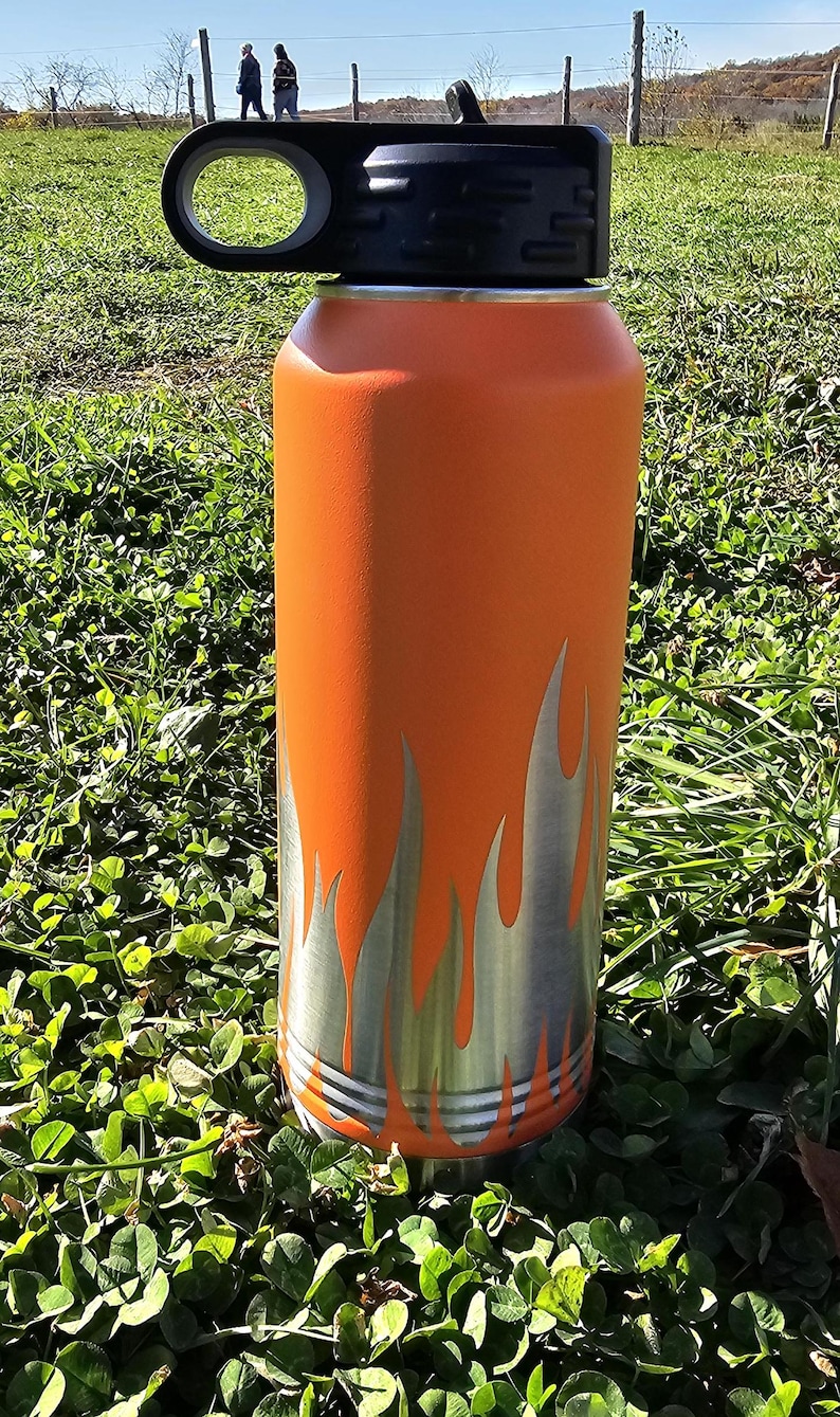 Engraved Full Wrap Flames Tumbler, 20oz, 30oz, Laser Engraved, Coffee ...