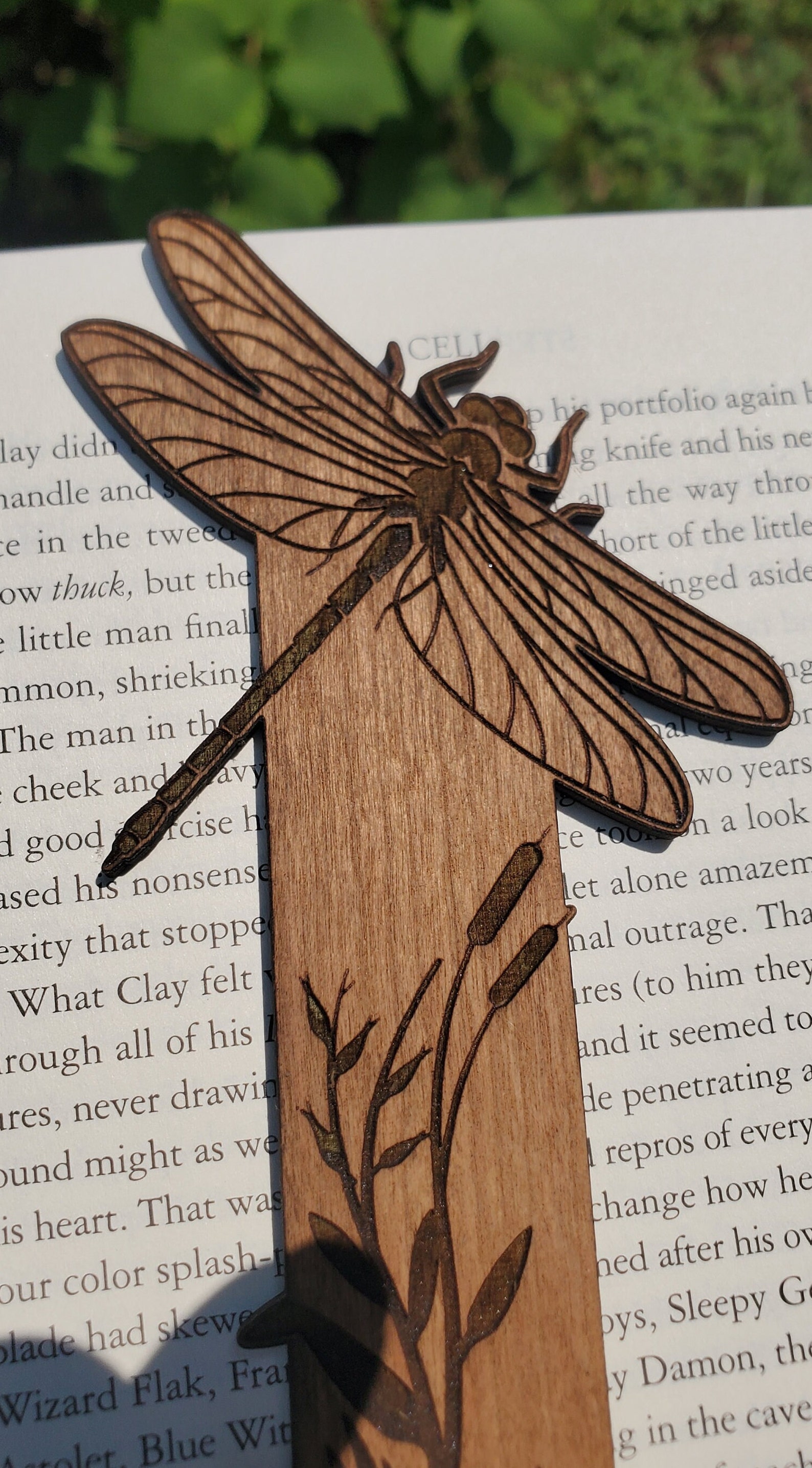 Engraved Dragonfly Wooden Bookmark, Engraved Bookmark, Book Accessory ...