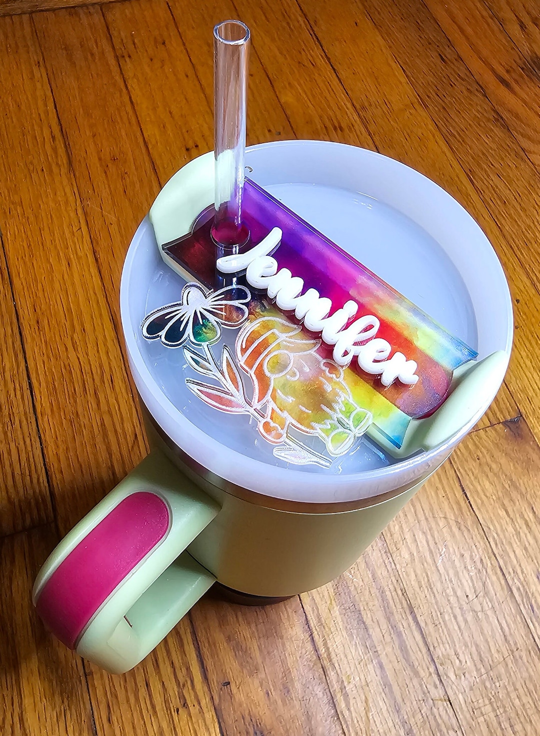 30oz, 40oz or 60oz Stanley Gnome Name Tag, Personalized Gnome Topper ...