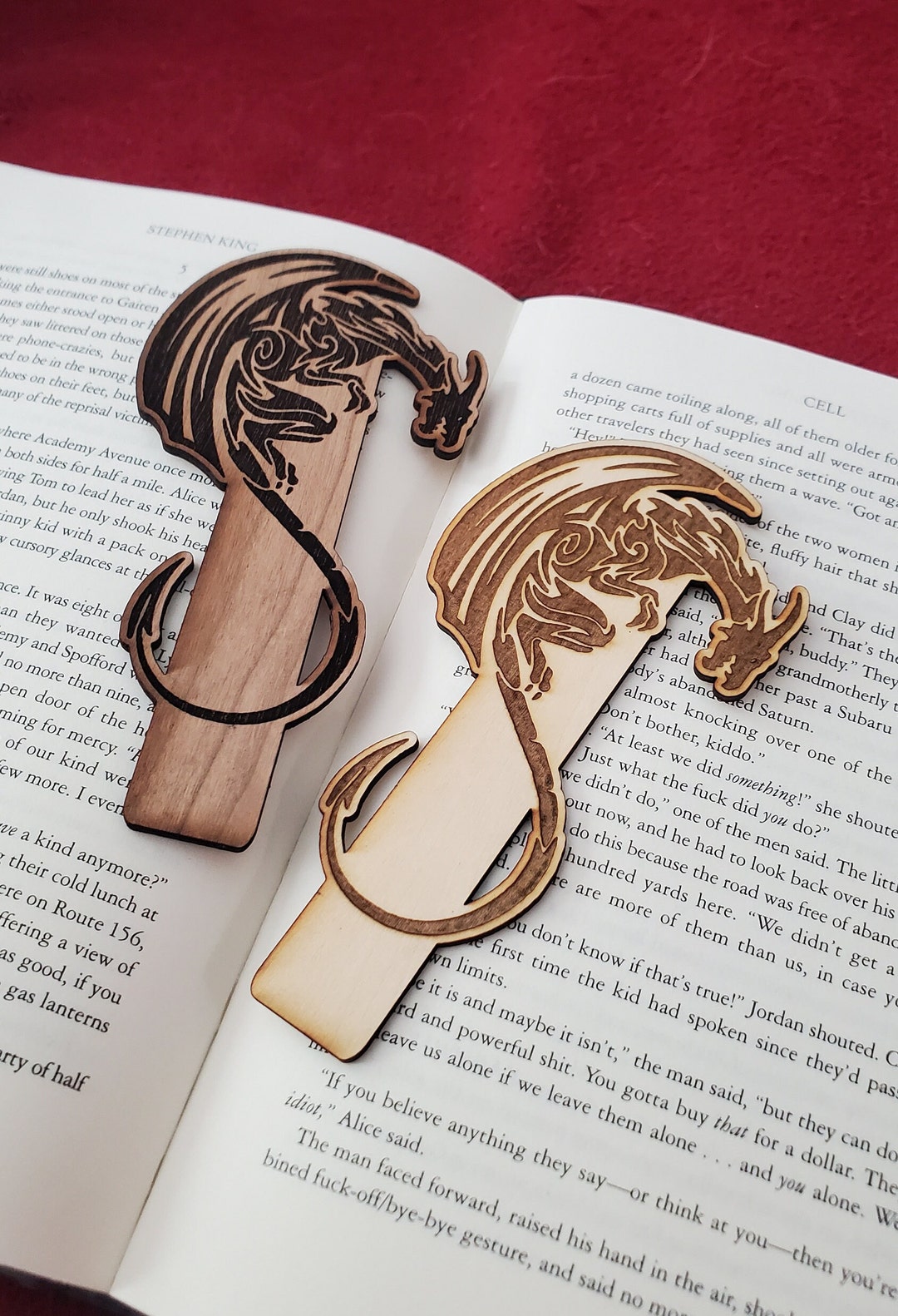 Engraved Dragon Bookmark, Wooden Bookmark, Laser Engraved, Book ...
