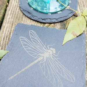 Dragonfly Natural Slate Coaster, Drink Coaster, Laser Engraved ...