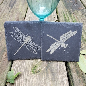 Dragonfly Natural Slate Coaster, Drink Coaster, Laser Engraved ...