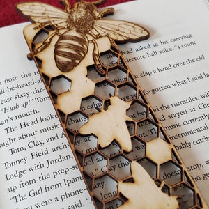 Engraved Bee Wooden Bookmark, Engraved Bookmark, Book Accessory, Wood ...