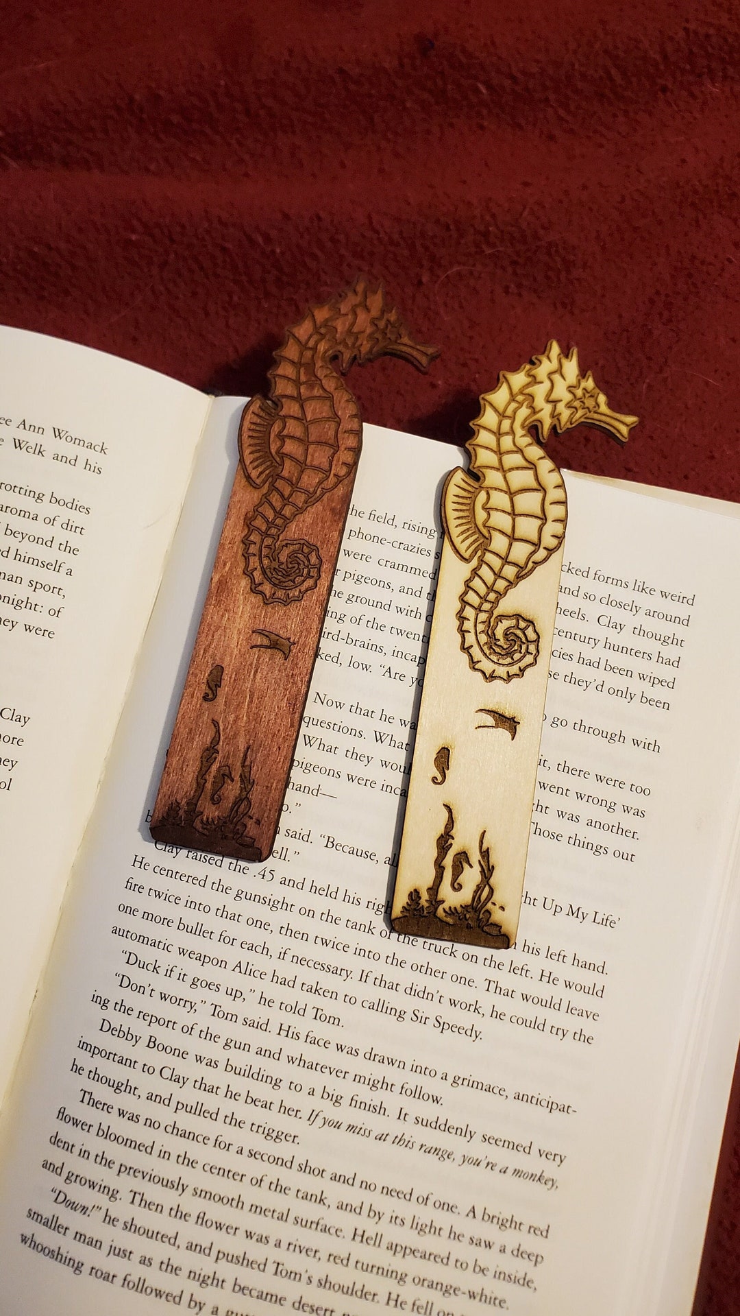 Engraved Seahorse Wood Bookmark, Laser Engraved, Book Accessory ...