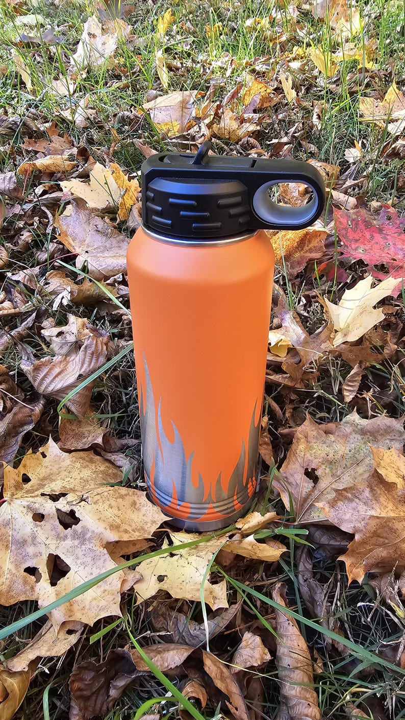 Engraved Full Wrap Flames Tumbler, 20oz, 30oz, Laser Engraved, Coffee ...