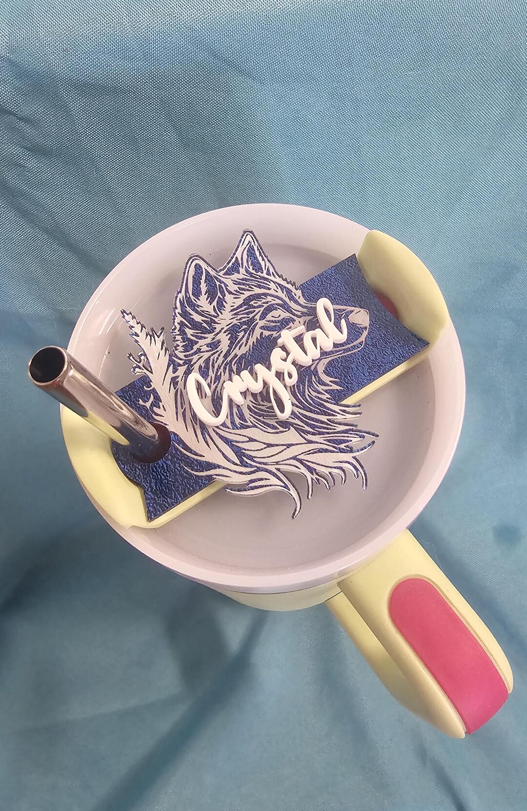 30oz, 40oz or 60oz Stanley Wolf Name Tag, Personalized Wolf Topper ...