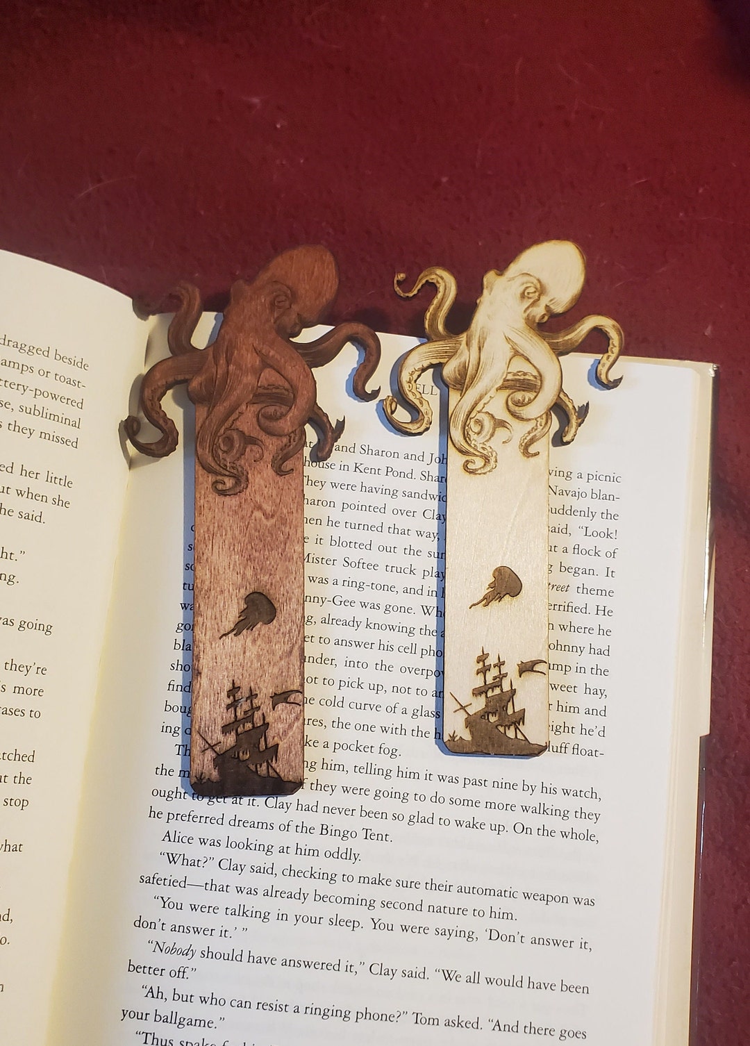 Engraved Octopus Wooden Bookmark, Engraved Bookmark, Book Accessory ...