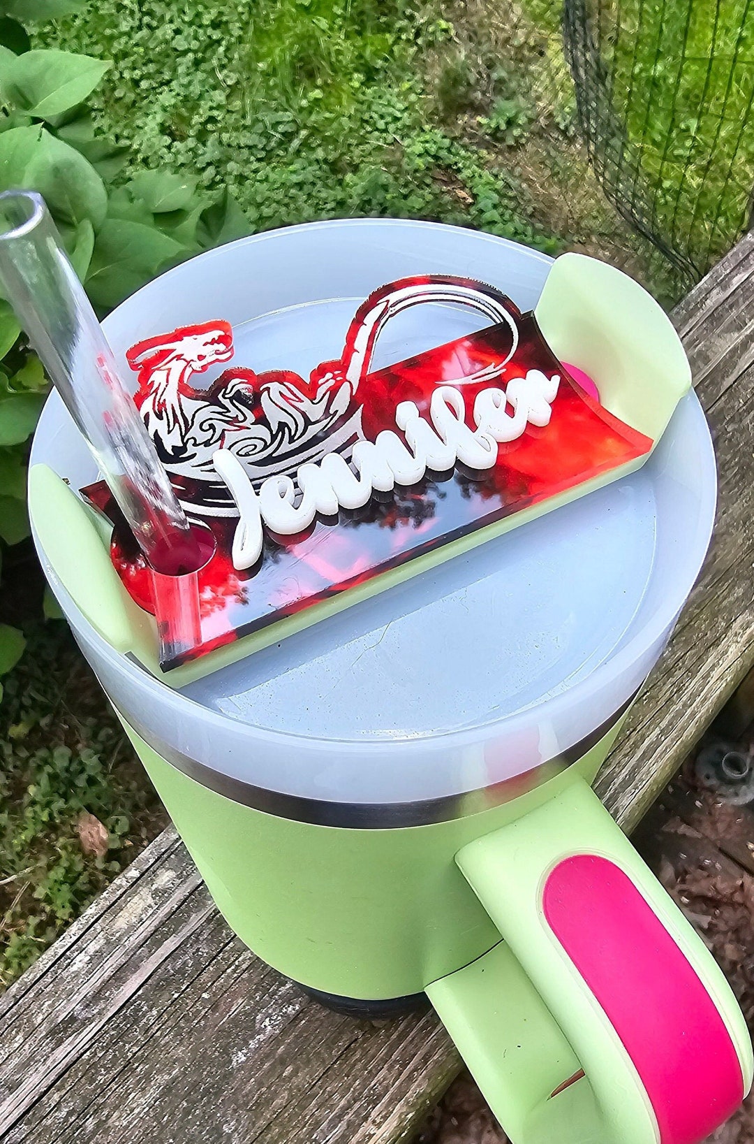 30oz, 40oz or 60oz Stanley Curling Dragon Name Tag, Personalized Dragon ...