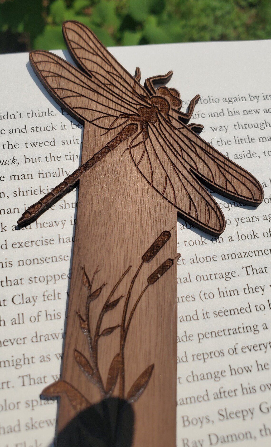 Engraved Dragonfly Wooden Bookmark, Engraved Bookmark, Book Accessory ...