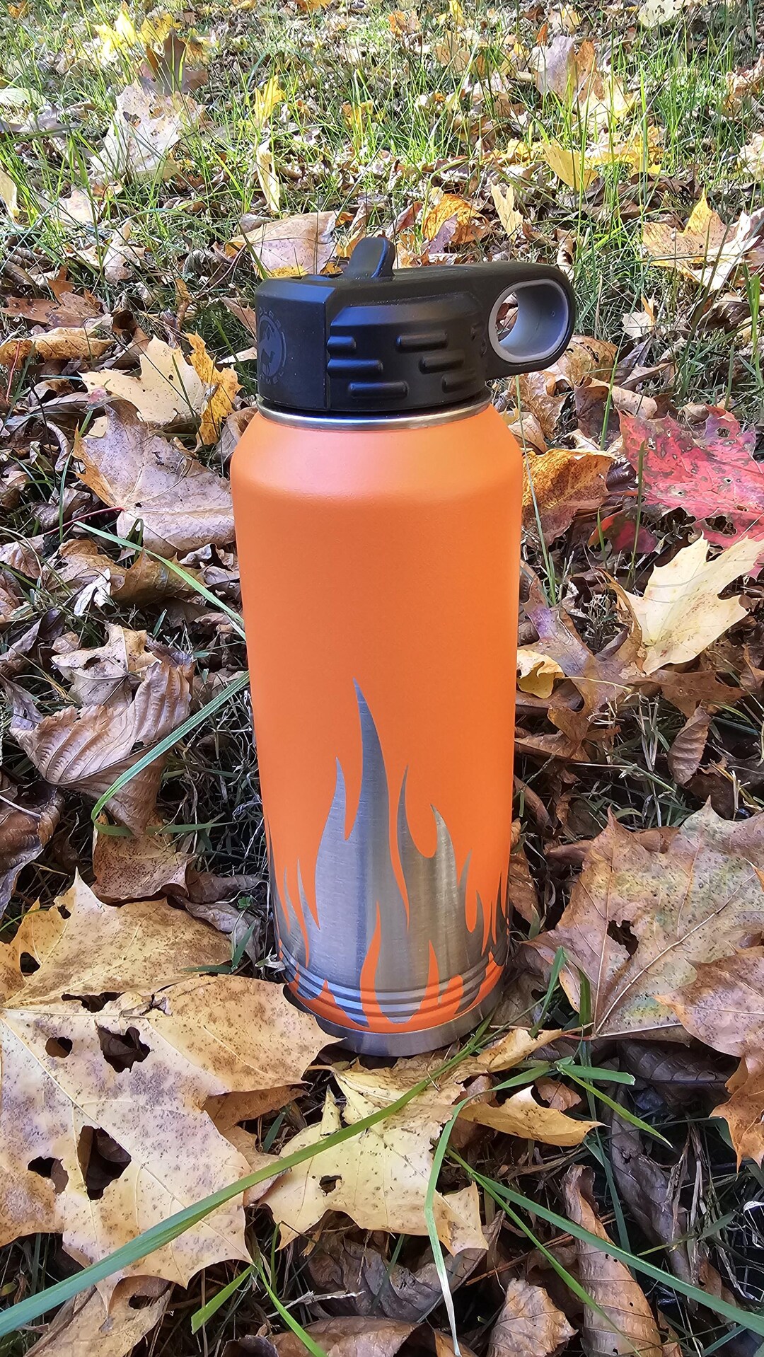 Engraved Full Wrap Flames Tumbler, 20oz, 30oz, Laser Engraved, Coffee ...