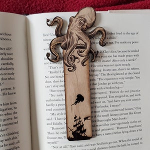 Engraved Octopus Wooden Bookmark, Engraved Bookmark, Book Accessory ...