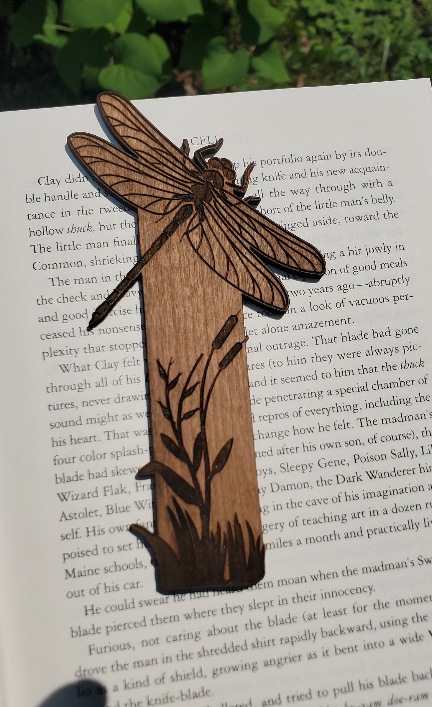 Engraved Dragonfly Wooden Bookmark, Engraved Bookmark, Book Accessory ...