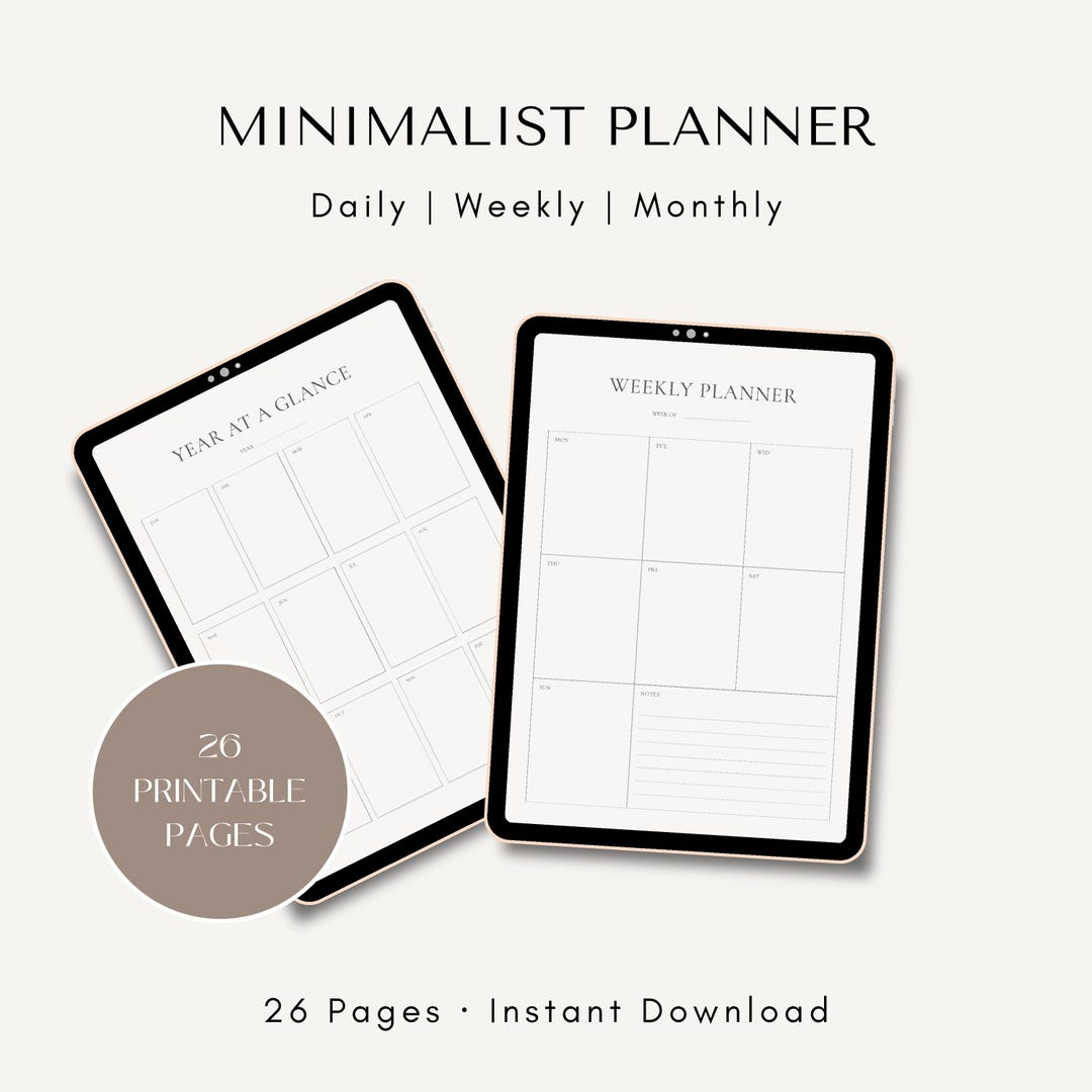 Minimalist Planner | Printable Daily Weekly Monthly Planner | Undated ...