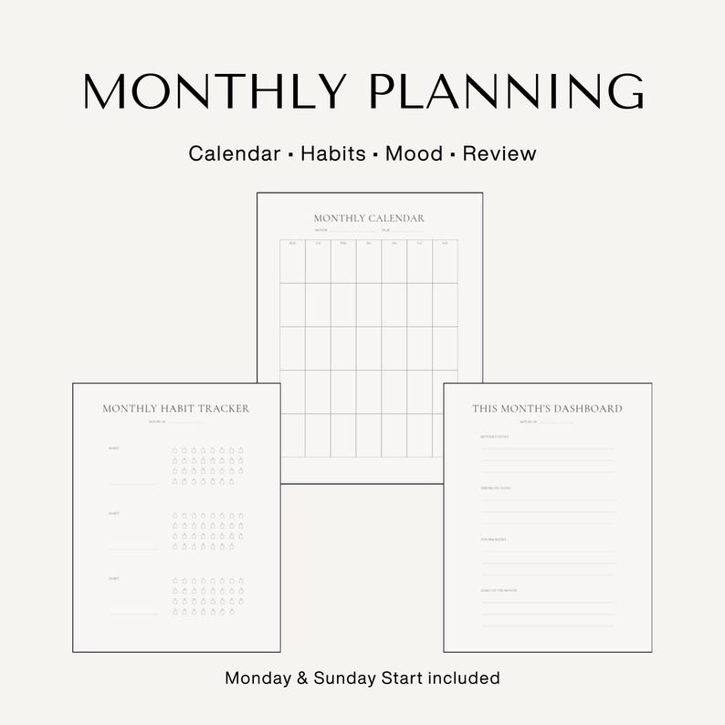 Minimalist Planner | Printable Daily Weekly Monthly Planner | Undated ...