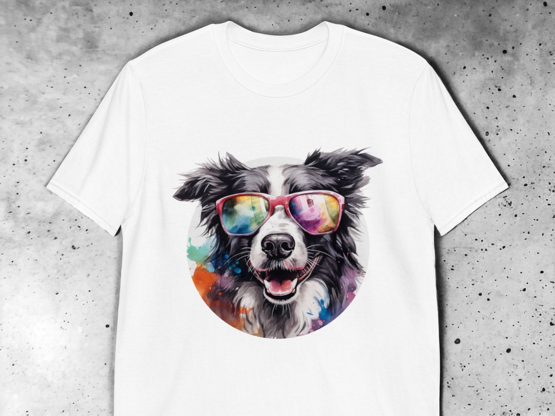 Border Collie in Colorful Shades T-shirt - Etsy