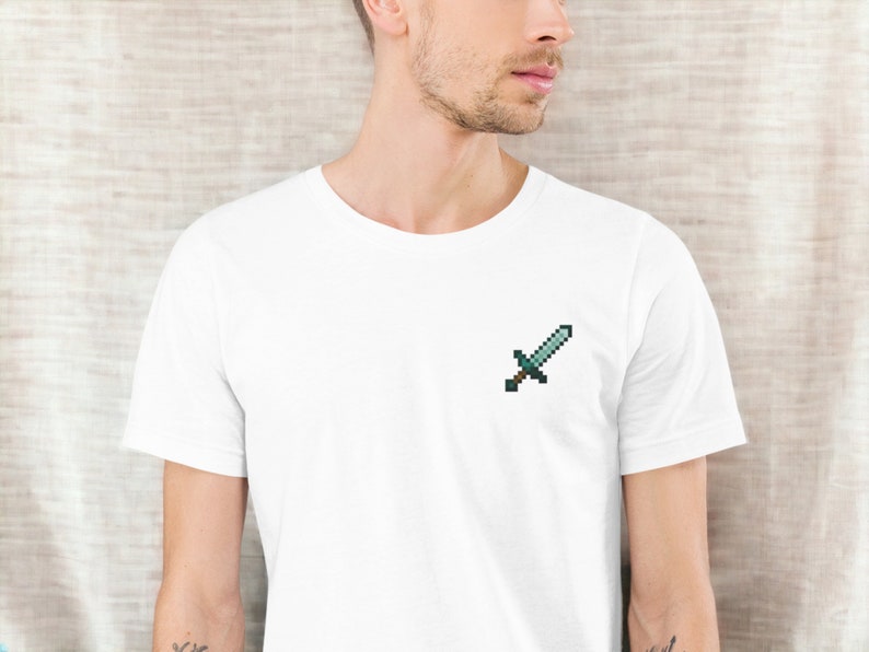 Embroidered Minecraft Diamond Sword T-shirt - Etsy