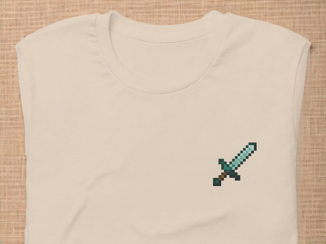 Embroidered Minecraft Diamond Sword T-shirt - Etsy