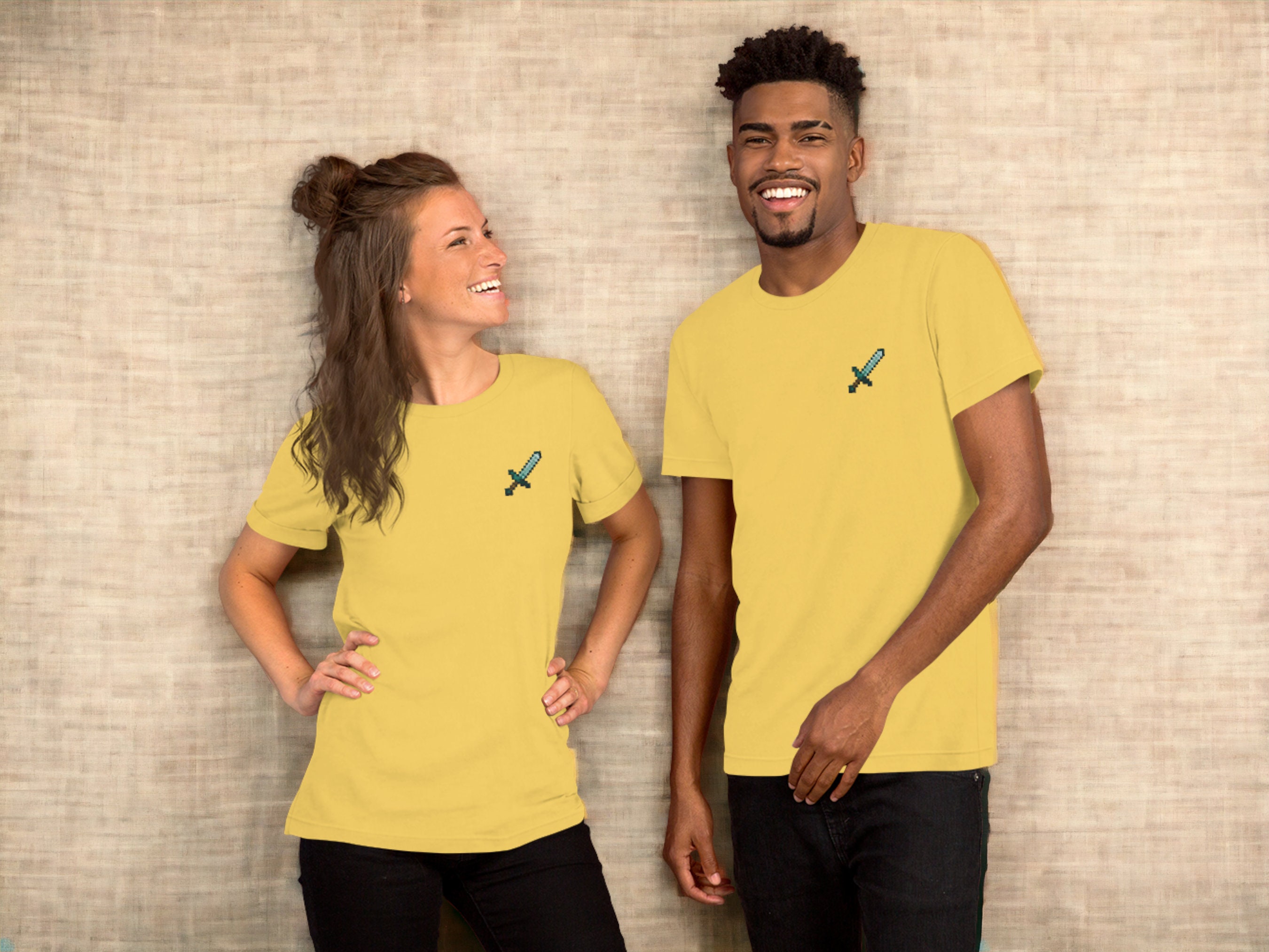 Embroidered Minecraft Diamond Sword T-shirt - Etsy