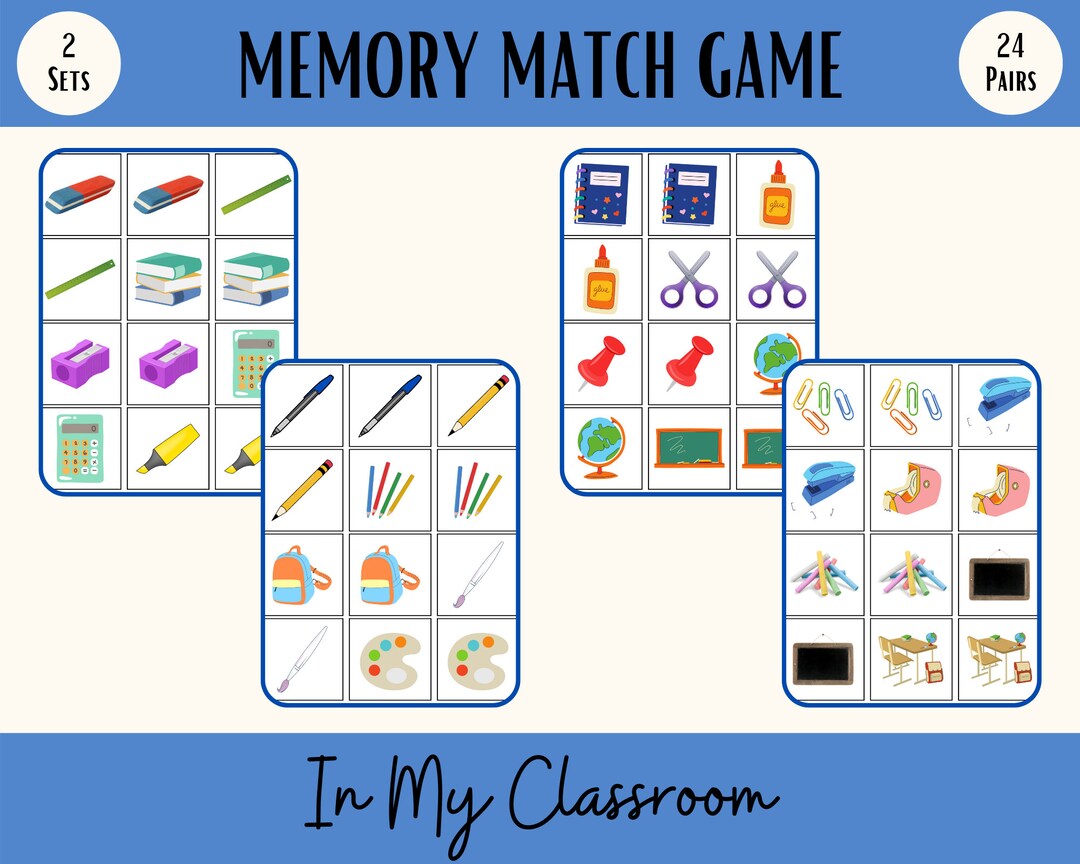 Classroom Memory Game Memory Match Game Memory Game - Etsy