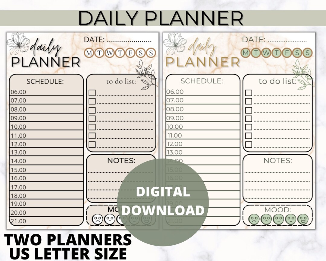 Minimalist Daily Planner Printable Template, to Do List for Work/home ...