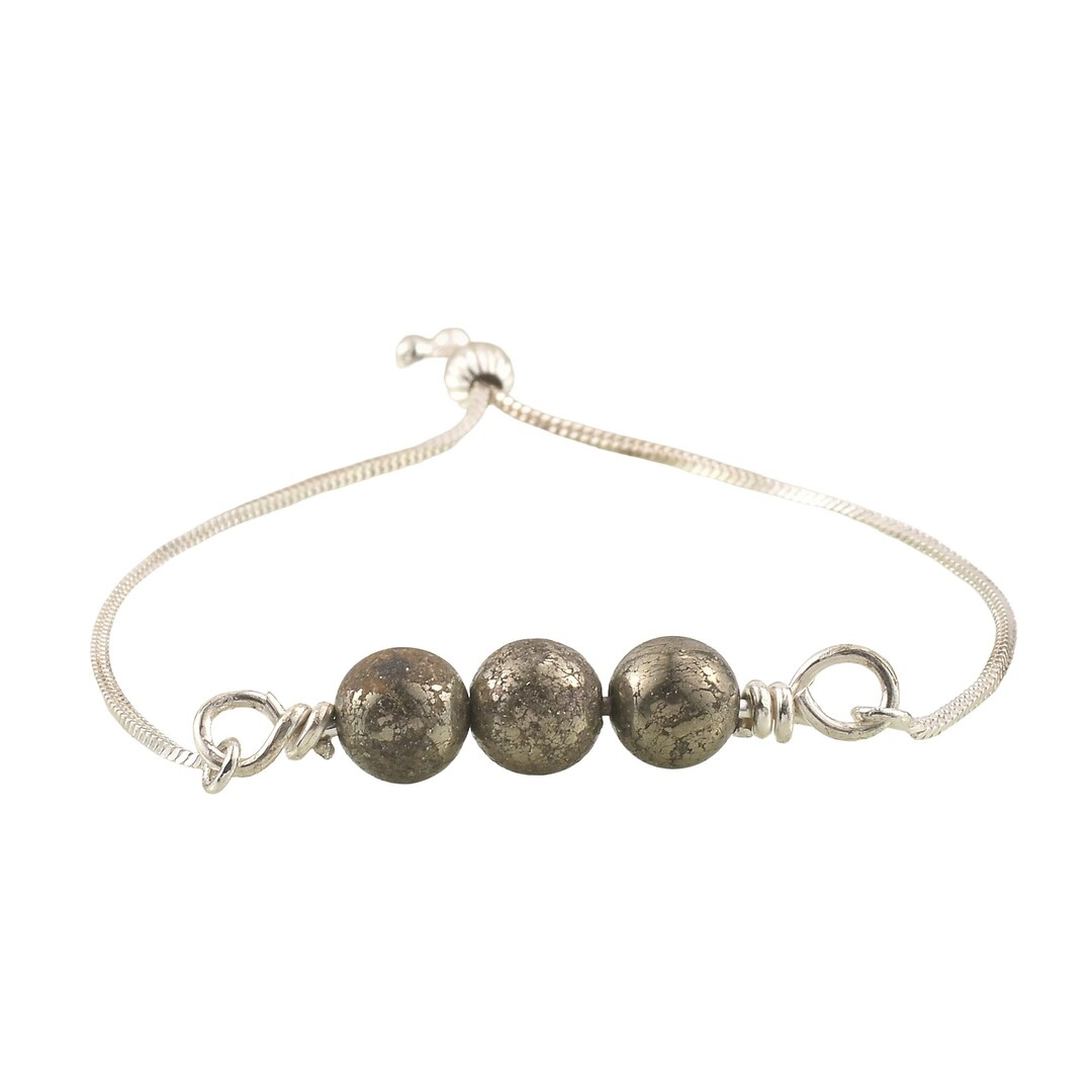 Natural Pyrite Bracelet | Handmade Gemstone Bracelet | Adjustable ...