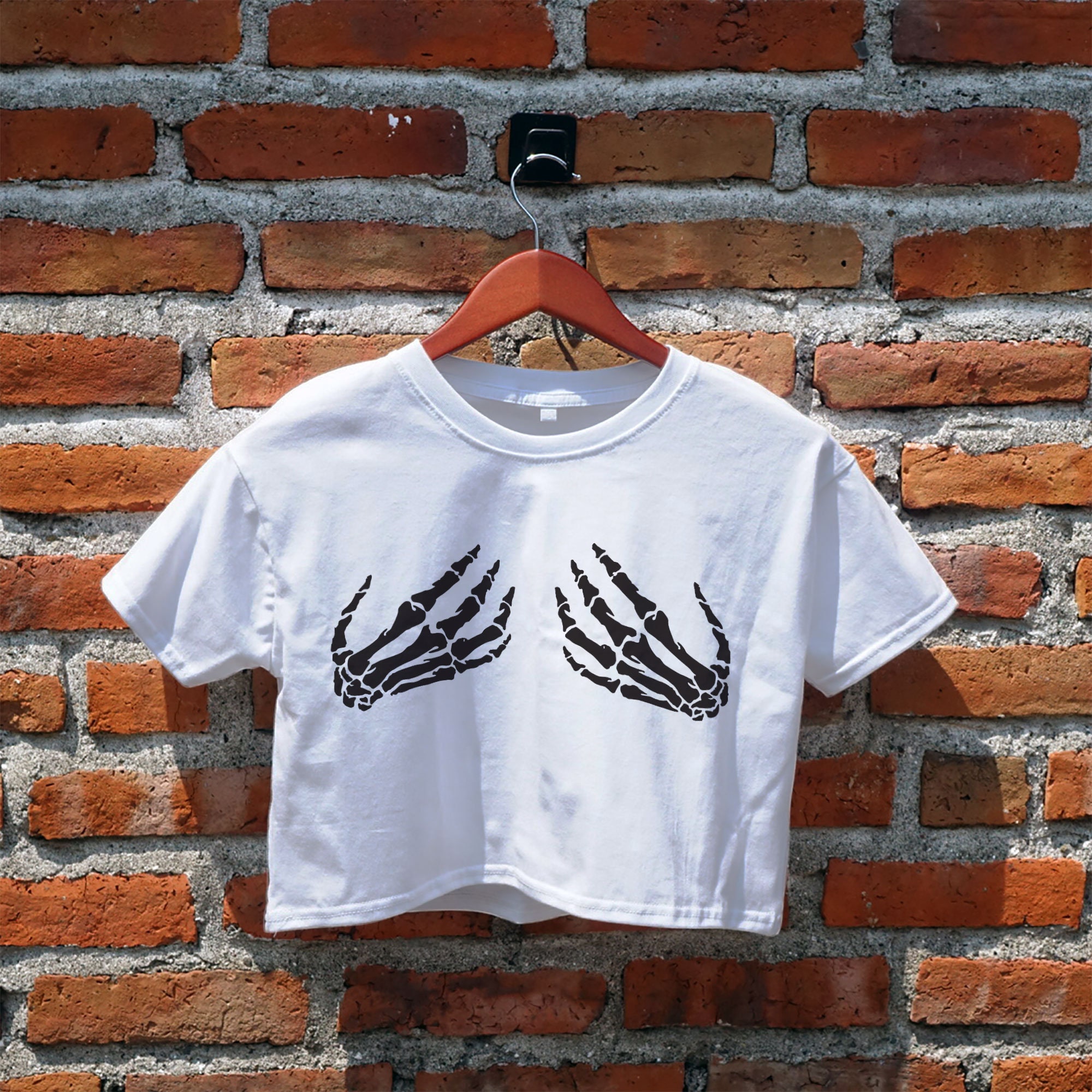 Skeleton Hand Grabbing Crop Top Skeleton Gothic Shirt Goth - Etsy