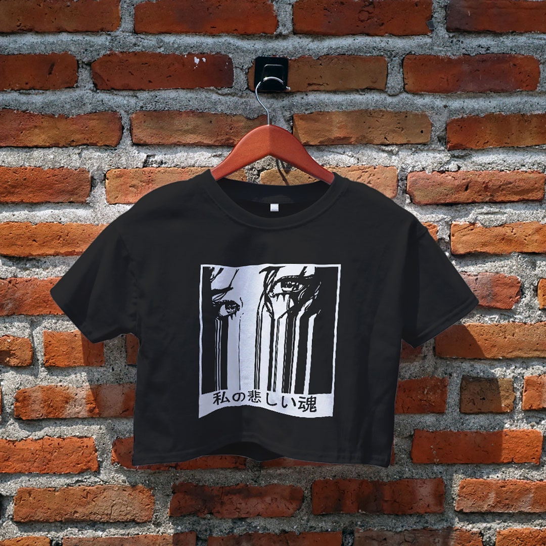 Anime Sad Girl Crop Top, Anime Shirt, Sad Gurl Shirt, Harajuku, Manga ...