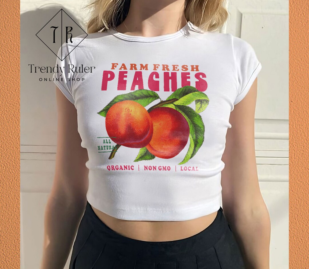 Farm Fresh Peaches Crop Top Aesthetic Tee Women's Crop - Etsy
