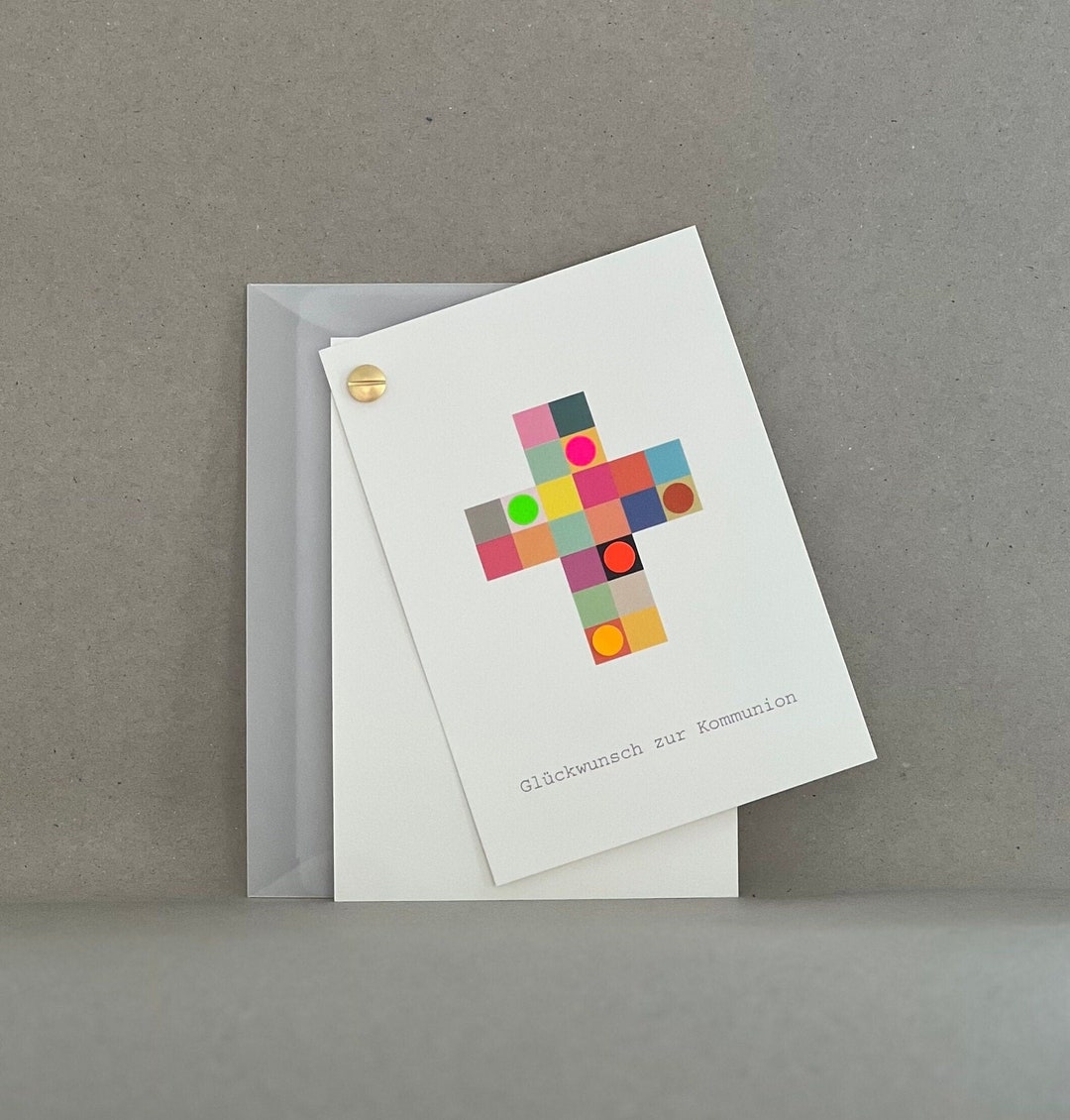 Communion Card / Handmade Communion Card / Cross Motif / Simple ...