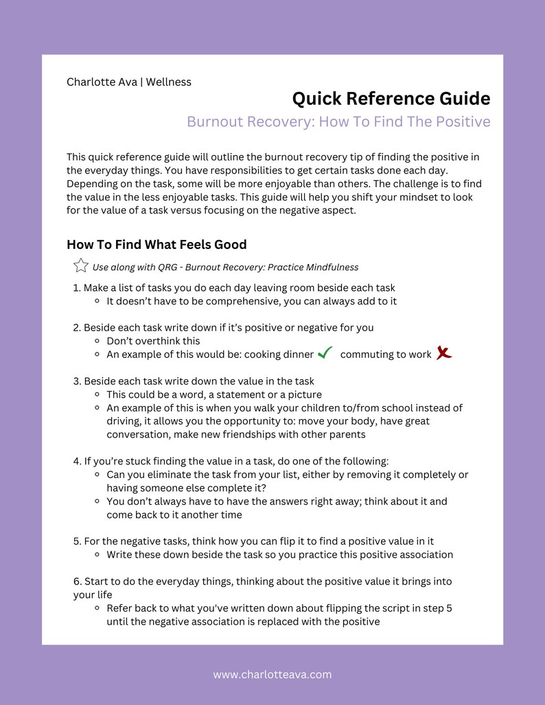 QRG - Burnout Recovery Tips: How to 6 Pack - Etsy