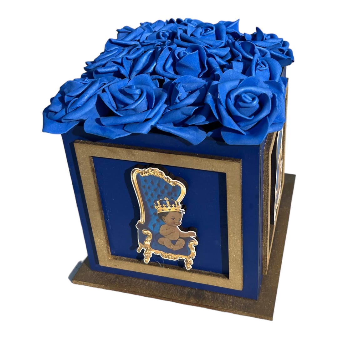 Royal Prince Baby Shower Centerpiece Blocks| 8 - Inch Blue & Gold ...