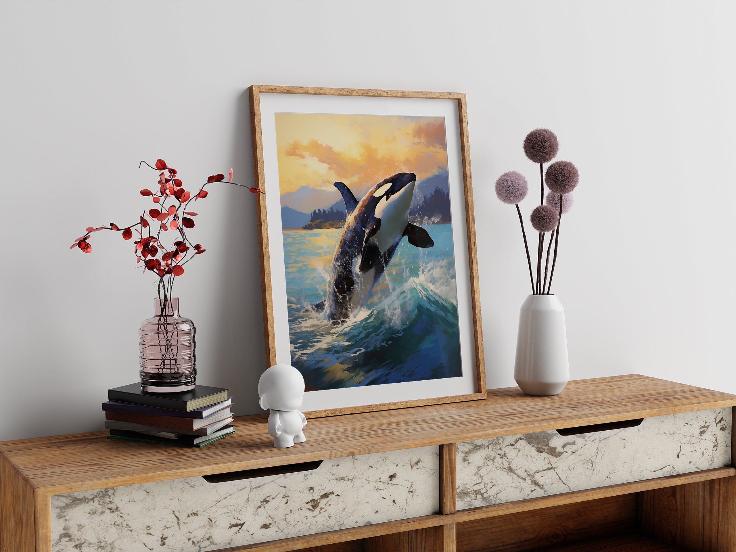 Orca Oil Painting Digital Download - Vintage Wall Art, Wildlife Poster ...