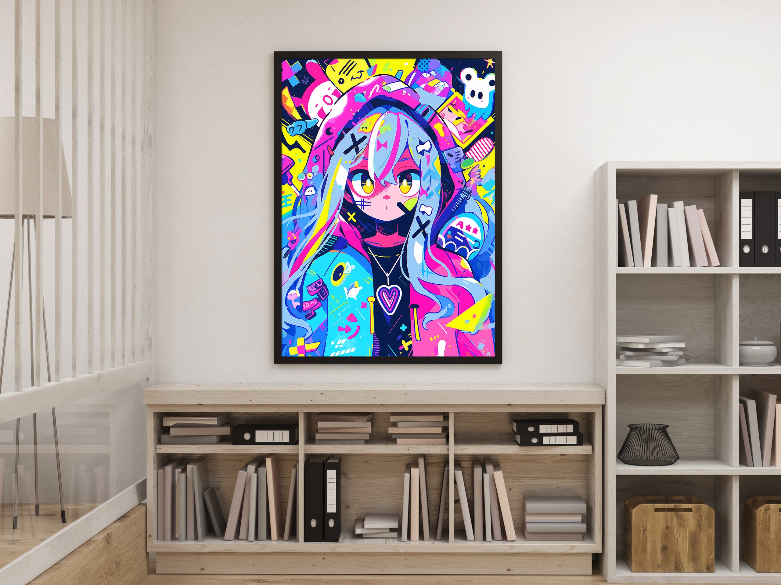 Electric Doodle Anime Pop Art Digital Download Manga Poster, Vintage ...