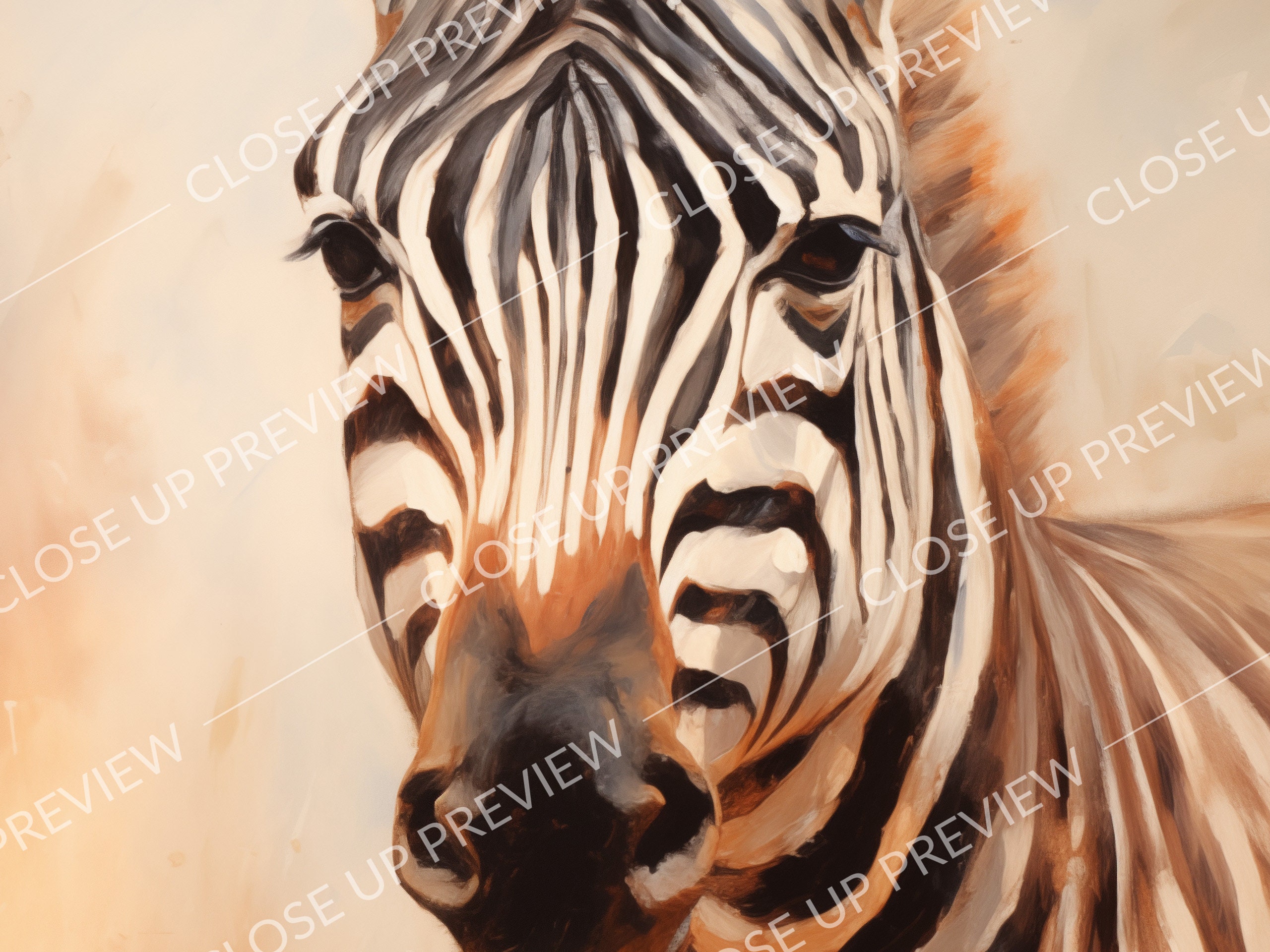 Zebra Oil Painting Download Vintage Wall Art Zebra Print Ready to Print ...