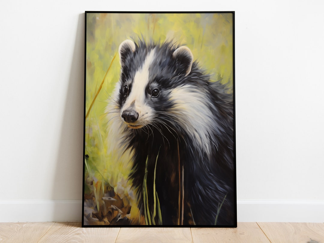 Skunk Oil Painting Download Vintage Wall Art Skunk Print Ready to Print ...