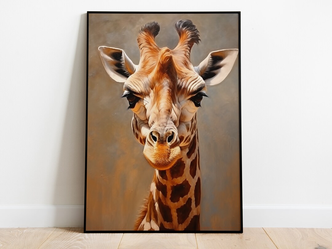 Giraffe Oil Painting Download - Vintage Wall Art Giraffe Print - Ready ...