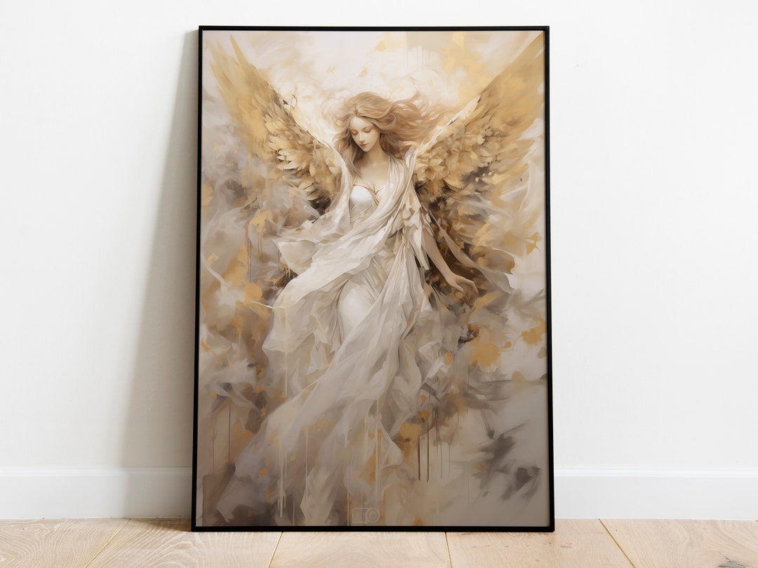 Golden Angel Modern Art Digital Download Minimalist Poster, Gold Canvas ...