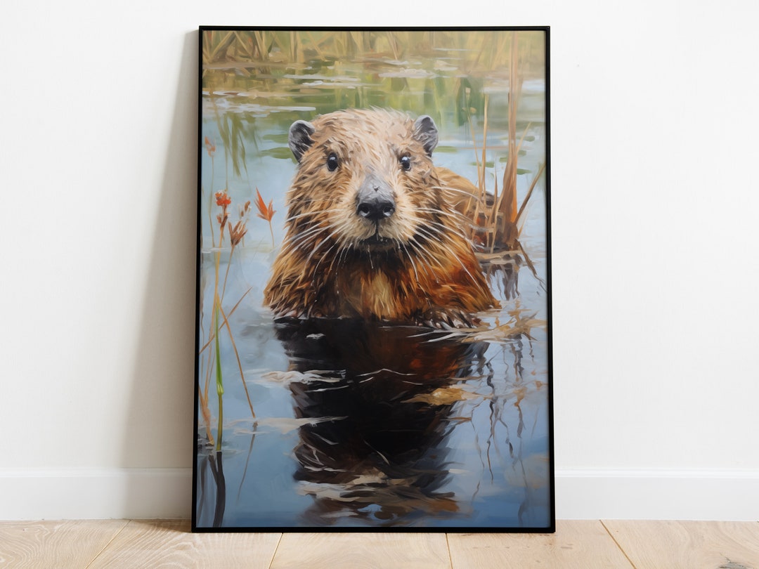 Beaver Oil Painting Download Vintage Wall Art Beaver Print Ready to ...