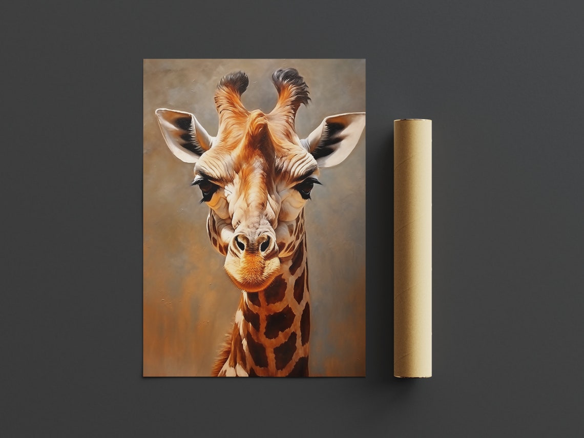 Giraffe Oil Painting Download - Vintage Wall Art Giraffe Print - Ready ...