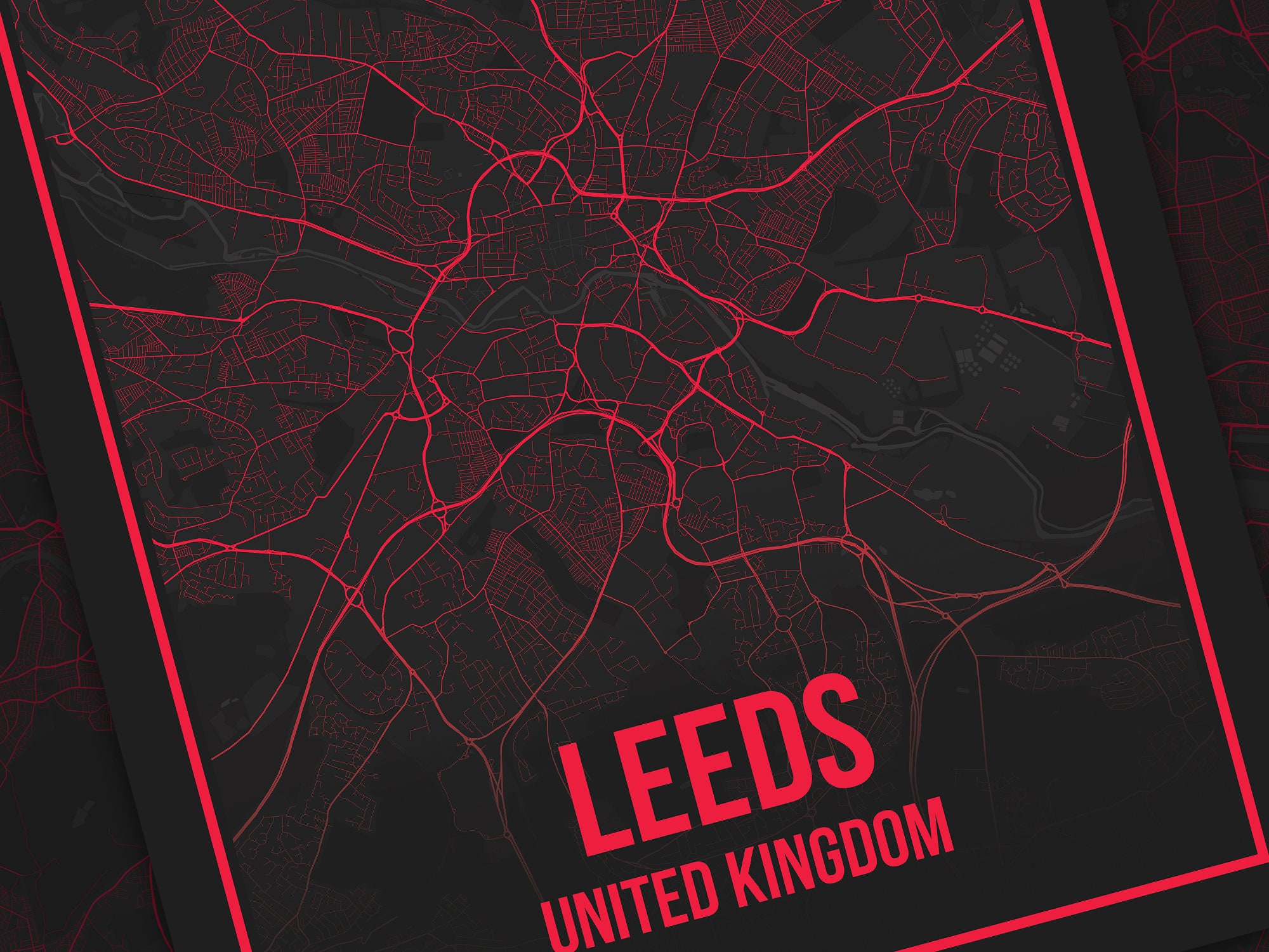 Leeds Map Print Download UK City Map Poster, Leeds City Map Artwork ...