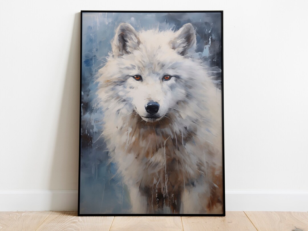 Arctic Wolf Oil Painting Digital Download - Vintage Wall Art, Wildlife ...