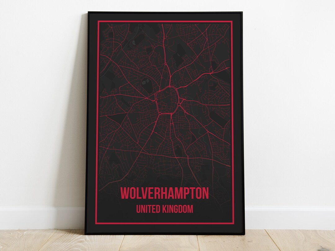 Wolverhampton Map Print Download UK City Map Poster, Wolverhampton City ...