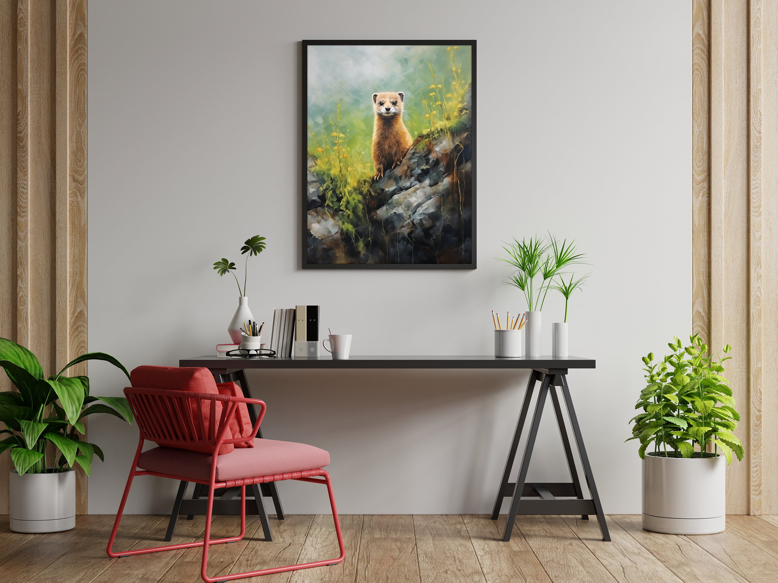 Weasel Oil Painting Download - Vintage Wall Art Weasel Print - Ready to ...