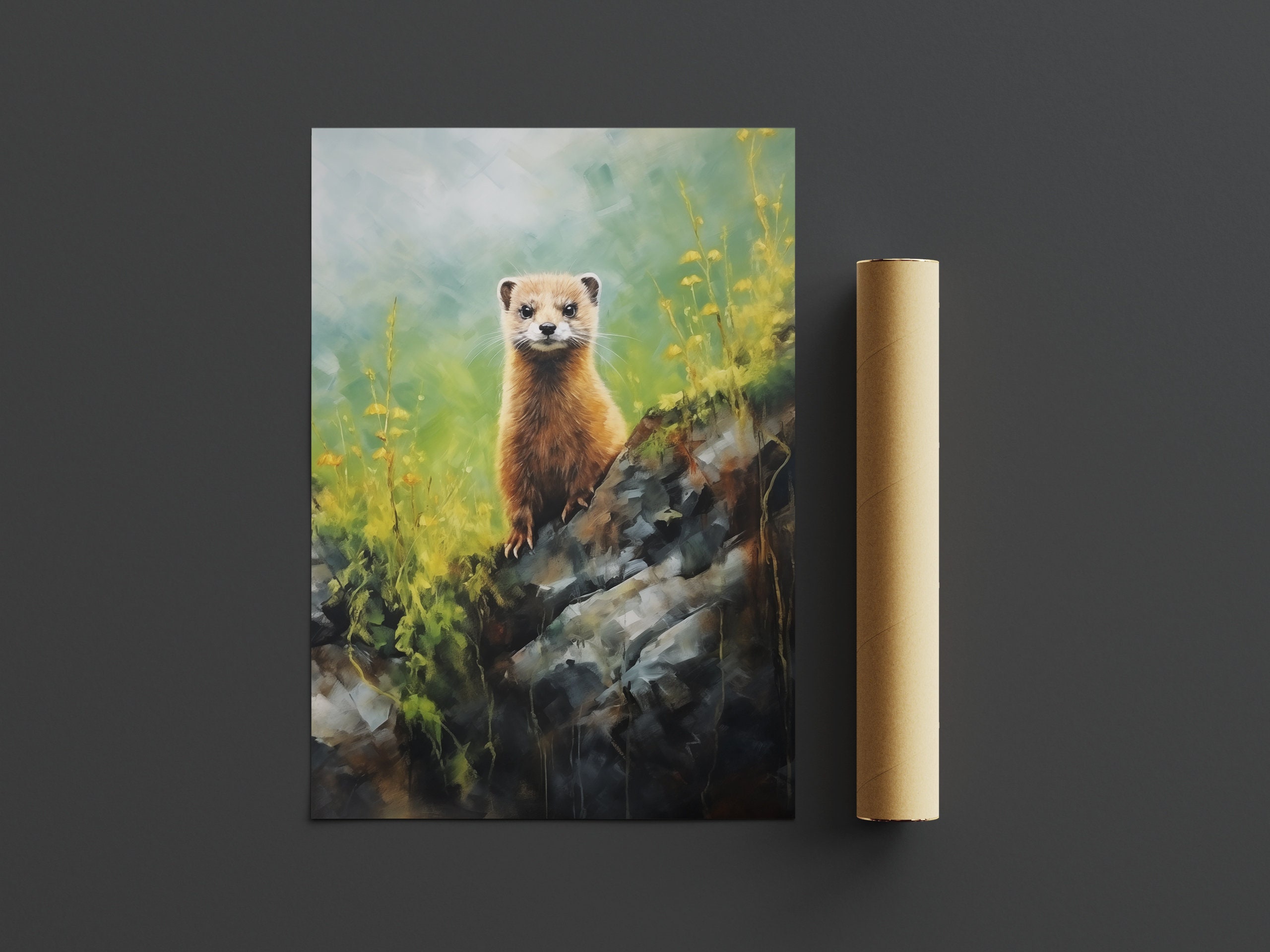 Weasel Oil Painting Download - Vintage Wall Art Weasel Print - Ready to ...