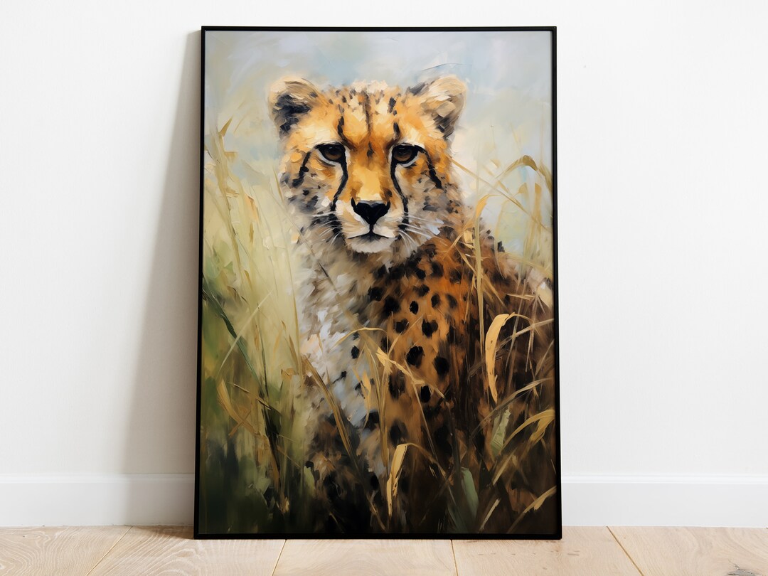 Cheetah Oil Painting Download - Vintage Wall Art Cheetah Print - Ready ...