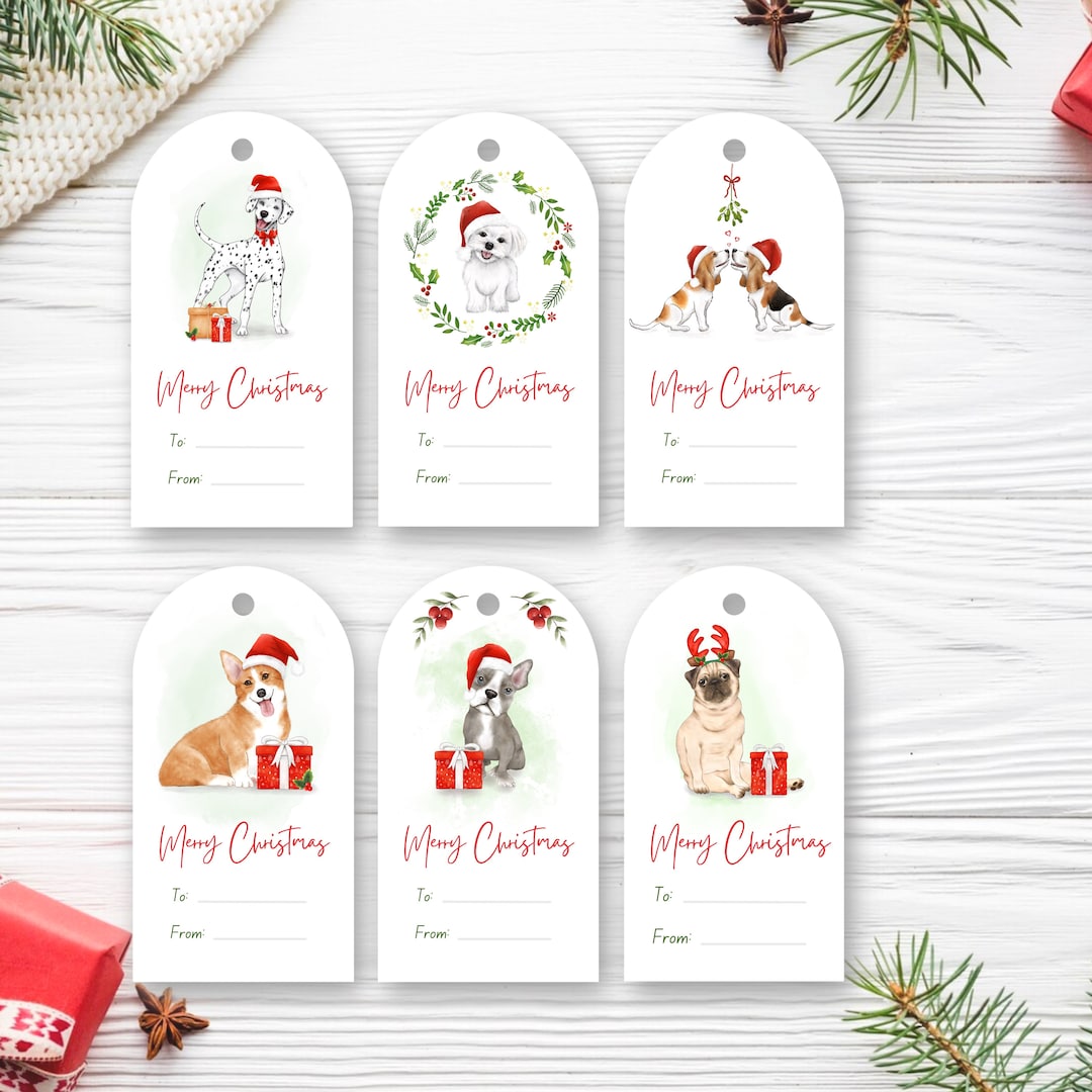 Christmas Dogs Gift Tags 6 Pk 1 Dog Gift Tags Pet Gift Tag Dalmatian ...